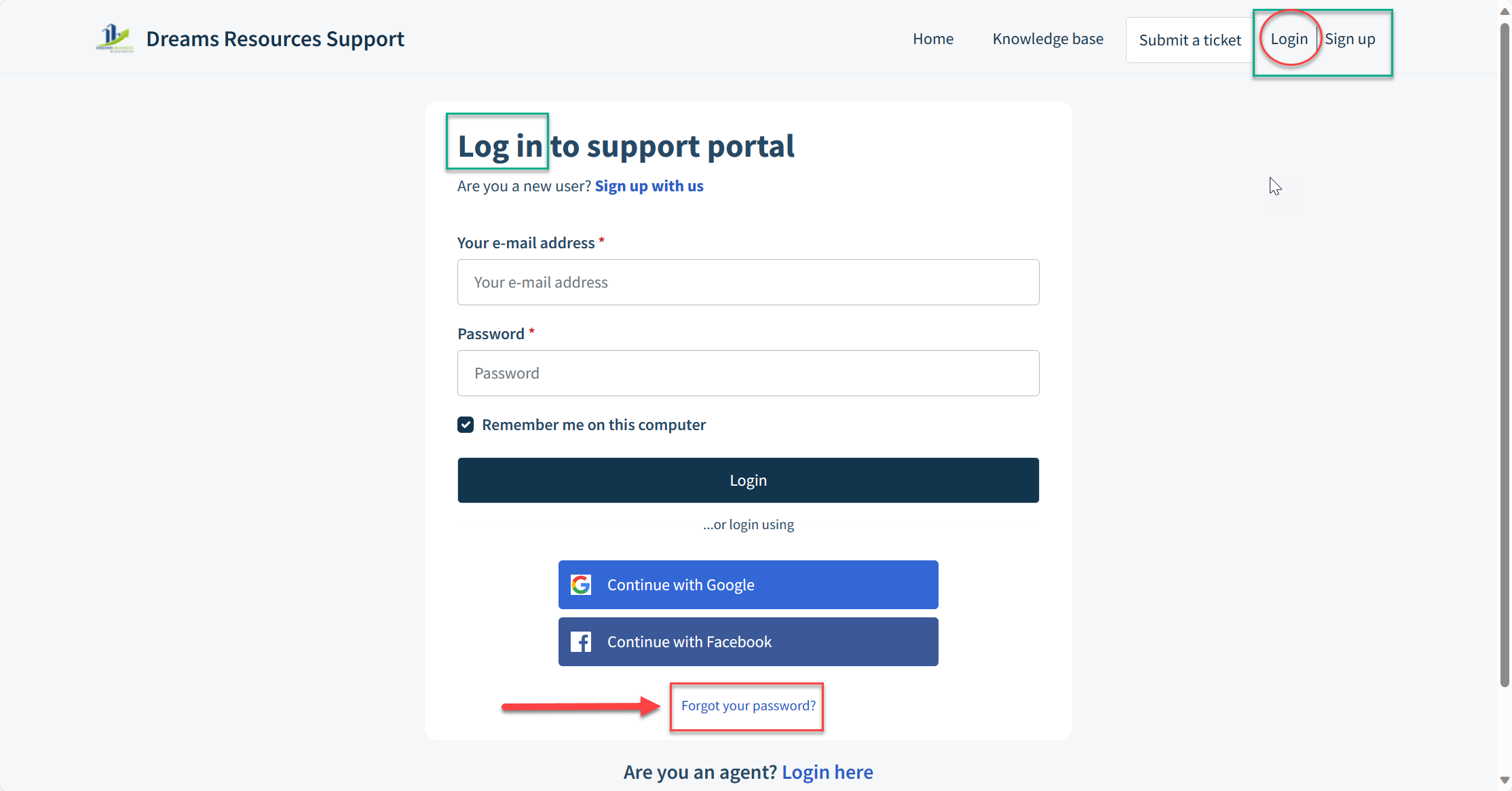 Log In and Password Reset - DREAMS Support Center Account : DREAMS ...